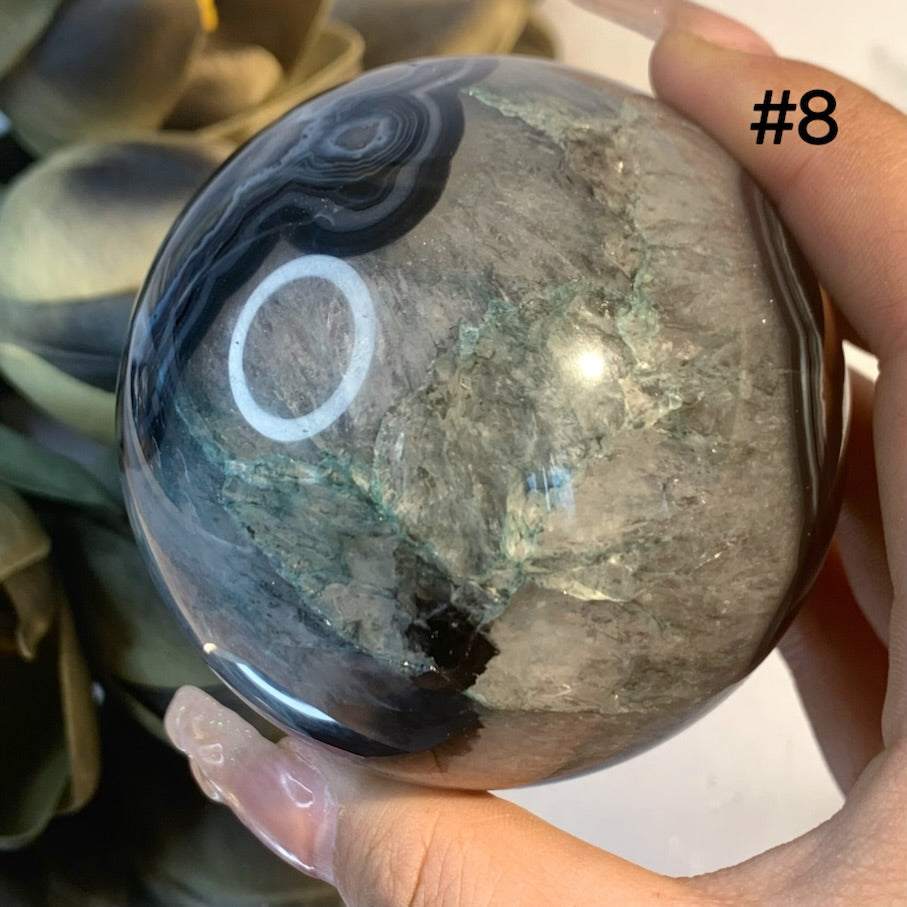 Banded Black Agate Spheres – zaiencrystal.com