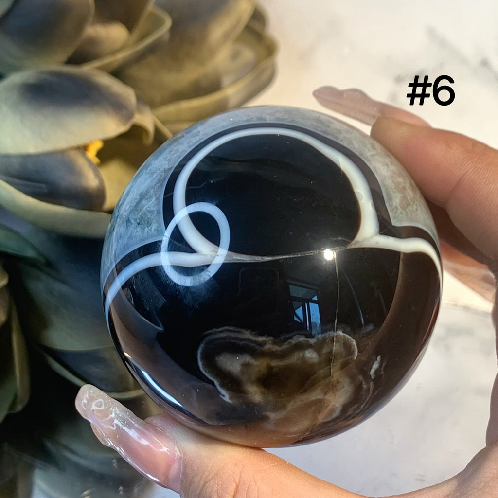 Banded Black Agate Spheres – zaiencrystal.com