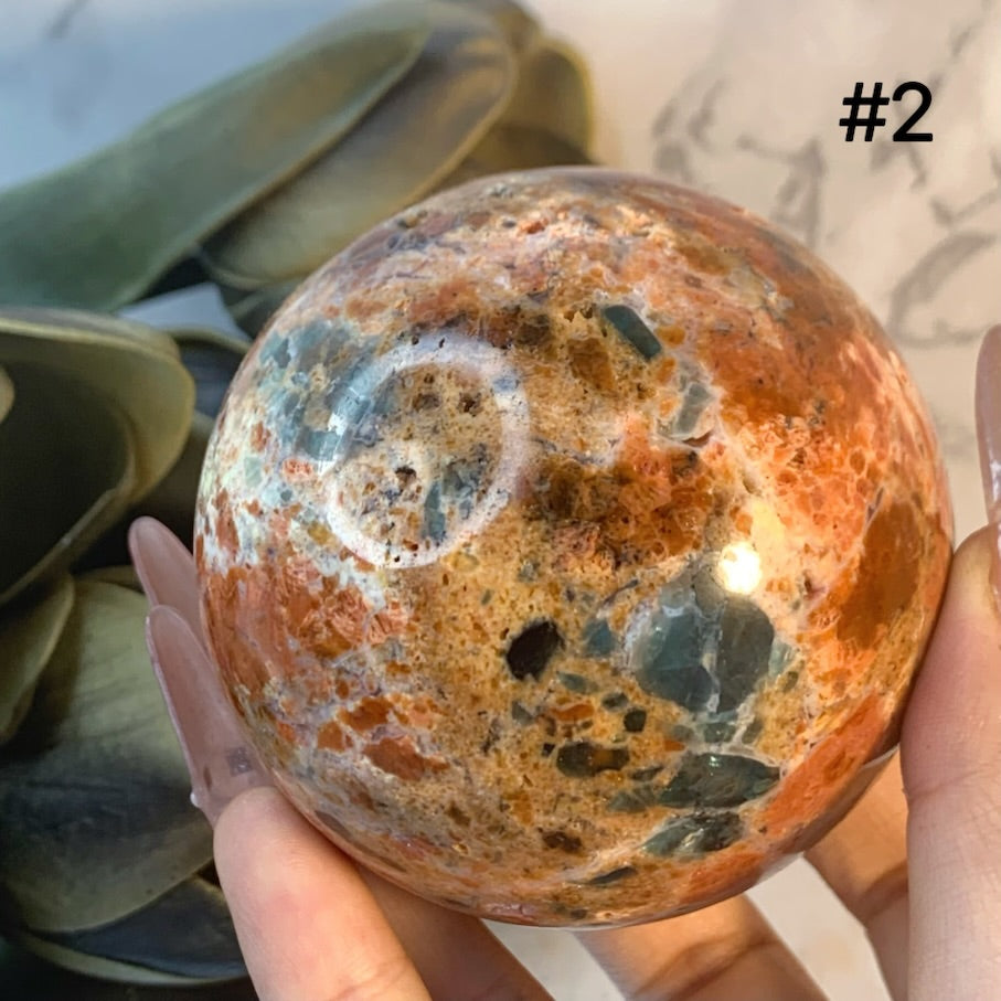 Sunstone&Apatite Mixed Sphere – zaiencrystal.com