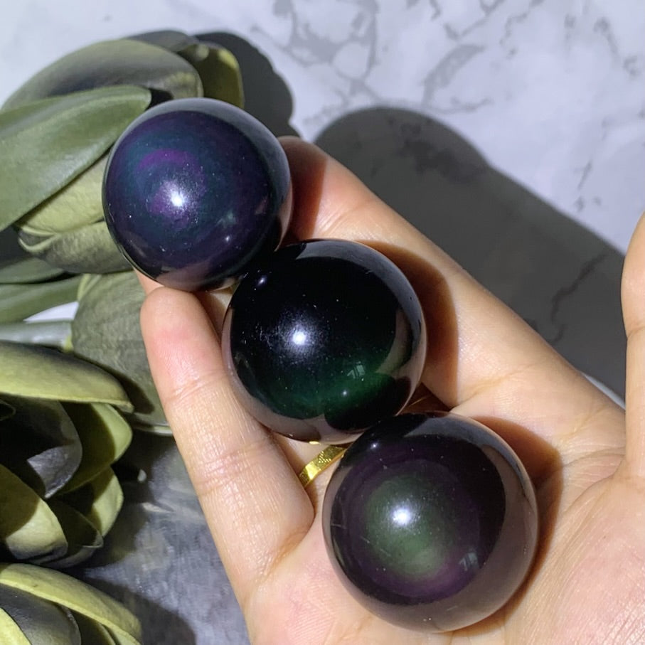 Rainbow Obsidian Spheres 3-3.5cm – zaiencrystal.com