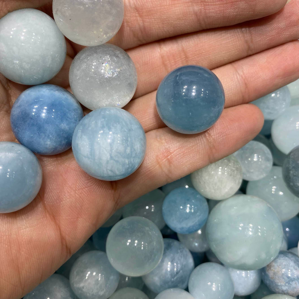 Aqua Marine Spheres 18mm – zaiencrystal.com